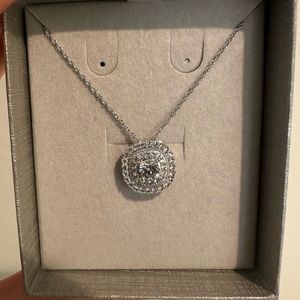 Zales | Jewelry | New Zales Sterling Silver Zirconia Necklace | Poshmark